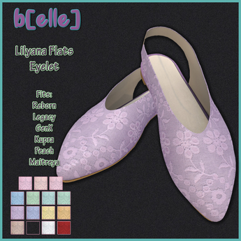 Second Life Marketplace - DEMO_b[ELLE] Lilyana Flats Eyelet